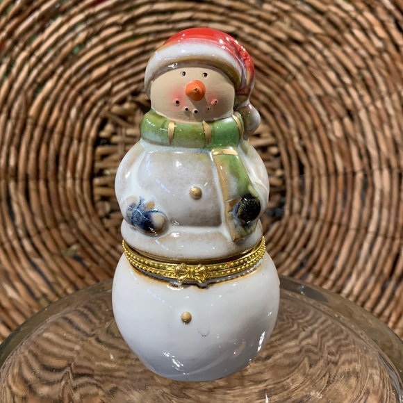 Holiday | Snowman Ceramic Pill Trinket Box | Poshmark